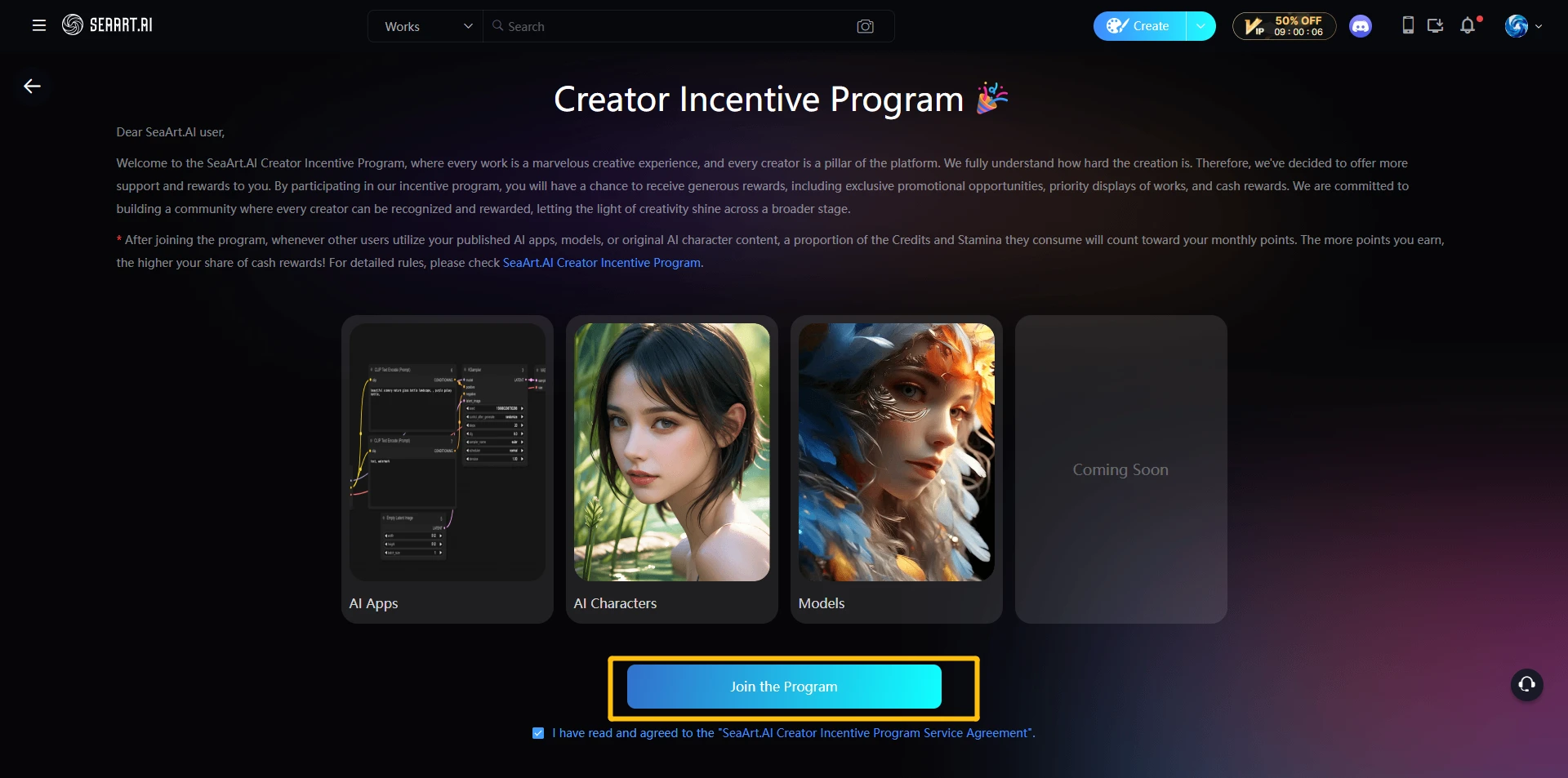 SeaArt.AI Creator Incentive Program created with SeaArt AI